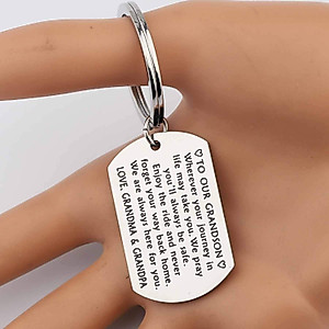 to Our Grandson Keychain Grandson Gifts from Grandparents Grandson Graduation Gifts Birthday Gifts Enjoy the Ride and Never Forget Your Way Back Home