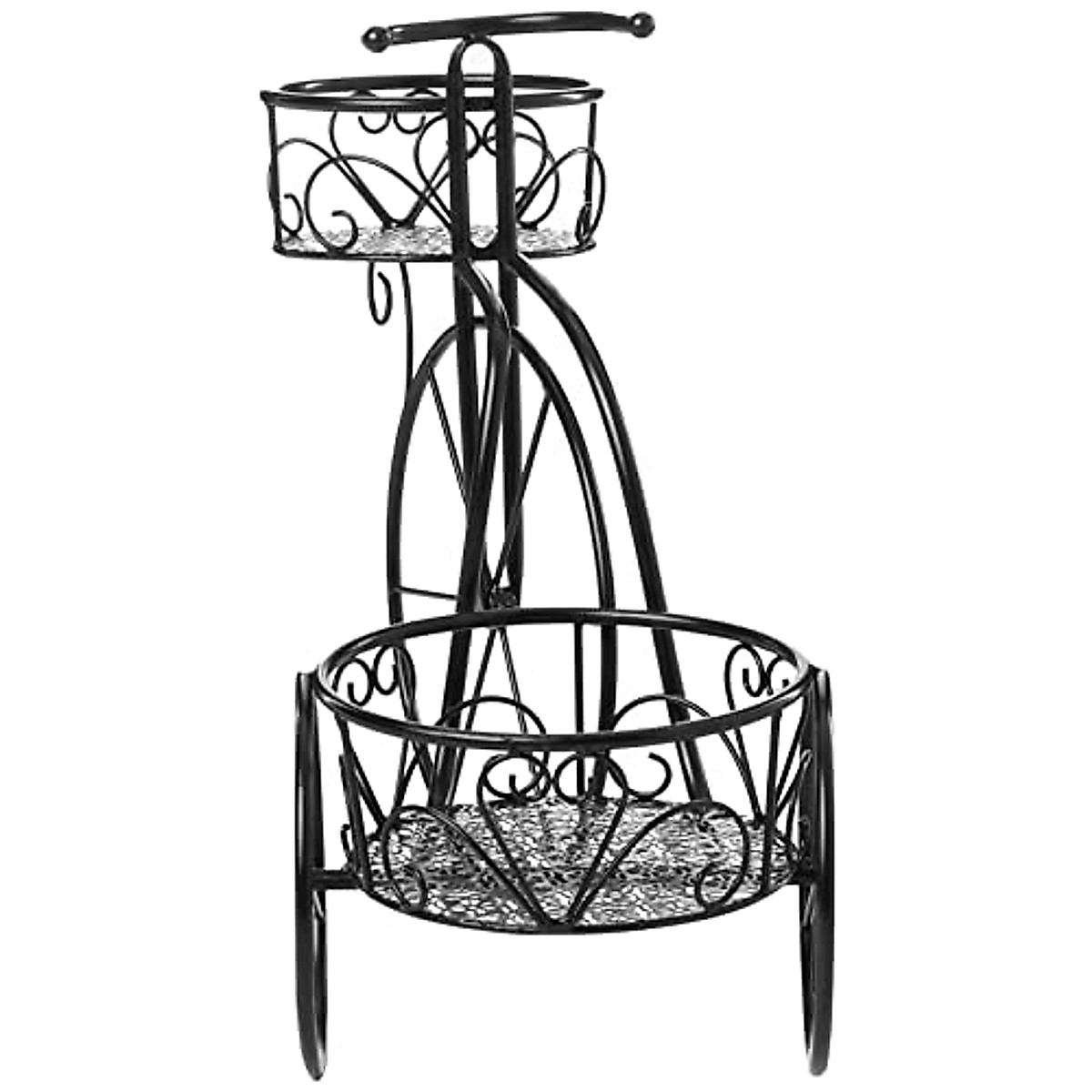Pure Garden HW1500188 Tricycle Plant Stand Â– 2-Tiered Indoor or Outdoor Decorative Vintage-Look Metal Display for Patio, Deck, Home or Lawn, Matte Black