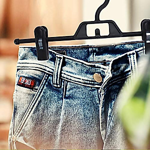 10Pcs Jean Hangers Pants Hangers Plastic Skirt Hangers with Clips Space Saving Trouser Clips Hanger for Pants Skirts Clothes Slacks Space Saving Pants Hangers Black Kids Pants Hangers