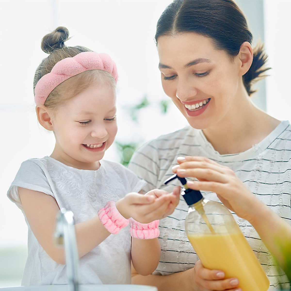 Casoty Headband and Wristband Set, 3 Pcs Terry Cloth, Skin Care Headbands, Hair Band Spa Headband and Wristband Set, Makeup Headband for Face Washing Shower Yoga