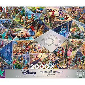 Ceaco - Disney's 100th Anniversary - Thomas Kinkade - 100th Anniversary Collage - 2000 Piece Jigsaw Puzzle, 38 x 26