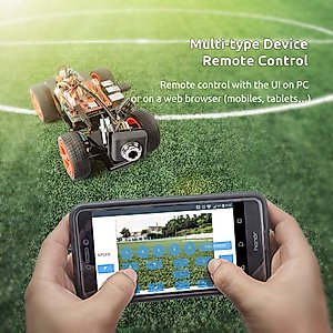 SunFounder Smart Video Car Kit V2.0 PiCar-V Robot Kit for Raspberry Pi 4 Model B 3B+ 3B Graphical Visual Programming Language, Video Transmission, Remote Control by UI on Windows Mac Web Browser