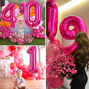 TONIFUL 40 Inch Hot Pink Large Numbers Balloon 0-9 Birthday Party Decorations,Foil Mylar Big Number 9 Balloon Digital 9 for Birthday Party,Wedding, Bridal Shower,Engagement,Graduations,Anniversary
