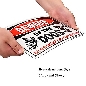 Beware of Dog Sign, 2 Pack 10"x 7" Rust Free .40 Aluminum, UV Printed- Professional Graphics- Easy to Mount- Indoor Or Outdoor Use- Beware of Dog Warning Signs for Home and Business