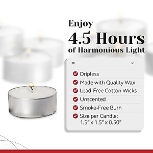 100 Pack Tealight Candles in Metal Cups - Clean, White Unscented Tealight Candles with 4.5 Hour Long Burning Time - Votive Candles Bulk for Romantic Dinner, Weddings, Spa & Hotels by PARNOO