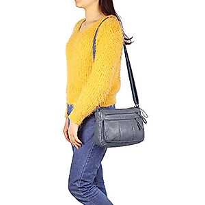 VOLGANIK ROCK Women Crossbody Bag Pocketbooks Soft PU Leather Purses and Handbags Multi Pocket Shoulder Bag Messenger Bag