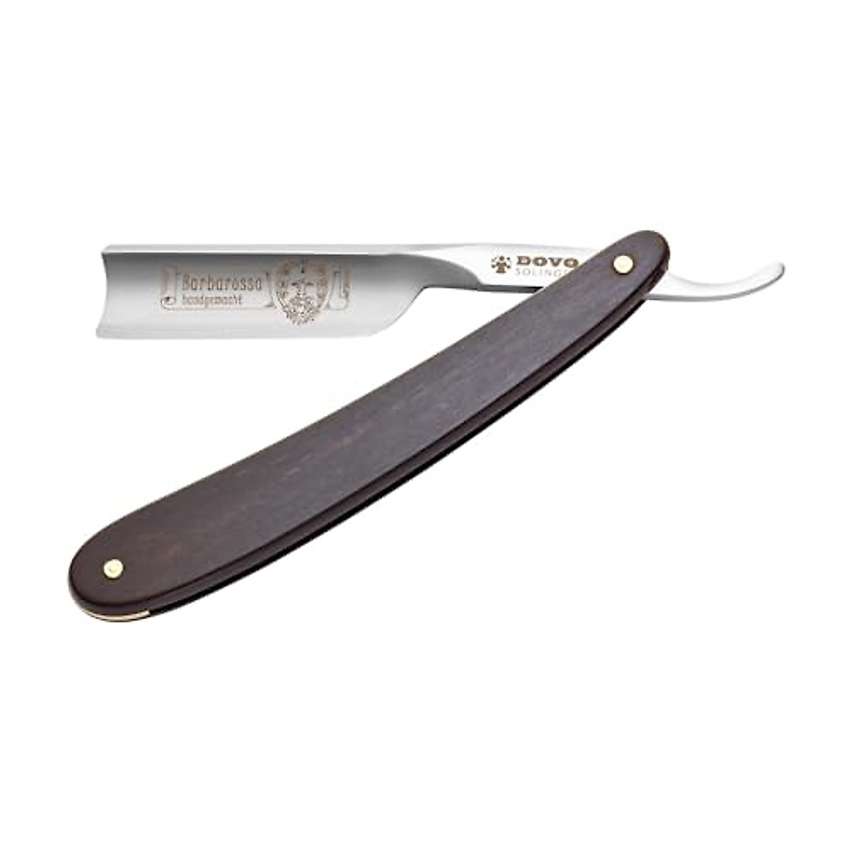 DOVO Barbarossa Moustache 46581 German Straight Razor | Carbon Steel | 5/8 Size | Full Hollow Ground | Round Point | Shortened Cutting Length | Ebony Wood Handle |, 1 ct.