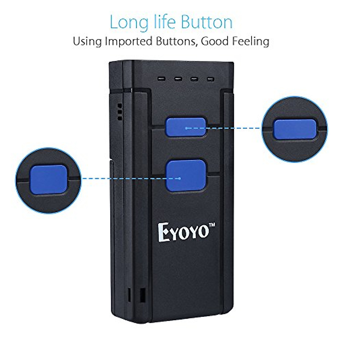 Portable Bluetooth Barcode Scanner Wireless, Eyoyo 2877 CCD Mini Handheld CMOS UPC Barcode Reader Compatible for POS, iPad, iPhone, Android Phones, iOS Work for Store, Book, Library Inventory