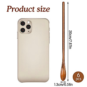 6 Pcs Small Wooden Coffee Spoons Long Handle Wooden Mixing Spoon, Mini Stirring Spoon Honey Spoons Tiny Mixing Spoon Wood Iced Tea Spoons Spoon for Mixing Coffee Tea Beverage(Shape A)