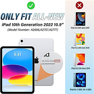 REAL-EAGLE Backlit Keyboard Case for iPad 10th Generation (2022) 10.9 Inch with Screen Protector, 7 Colors Light Wireless Detachable Keyboard with Purple Protective Folio Cover Case