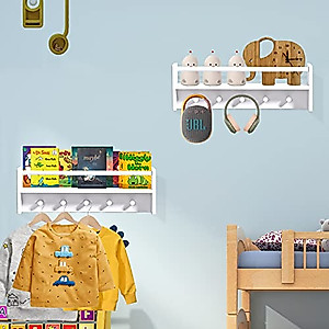 AZSKY White Wall Mounted Nursery Book Shelves Floating Bookshelf for Room Decor 24 Inch Toys and Books Storage Organizer Hanging Wall Shelves a Set of 2