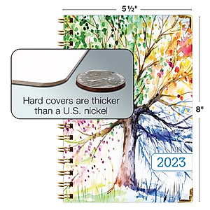 HARDCOVER 2023 Planner: (November 2022 Through December 2023) 8.5"x11" Daily Weekly Monthly Planner Yearly Agenda. Bookmark, Pocket Folder and Sticky Note Set (Tree Seasons)