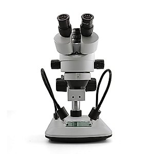 Swift S7-TGL-CA05 Trinocular Stereo Microscope, 7X-45X Zoom, WF10X Eyepieces, Gooseneck & Transmitted LED Lights, Pillar Stand, 110V