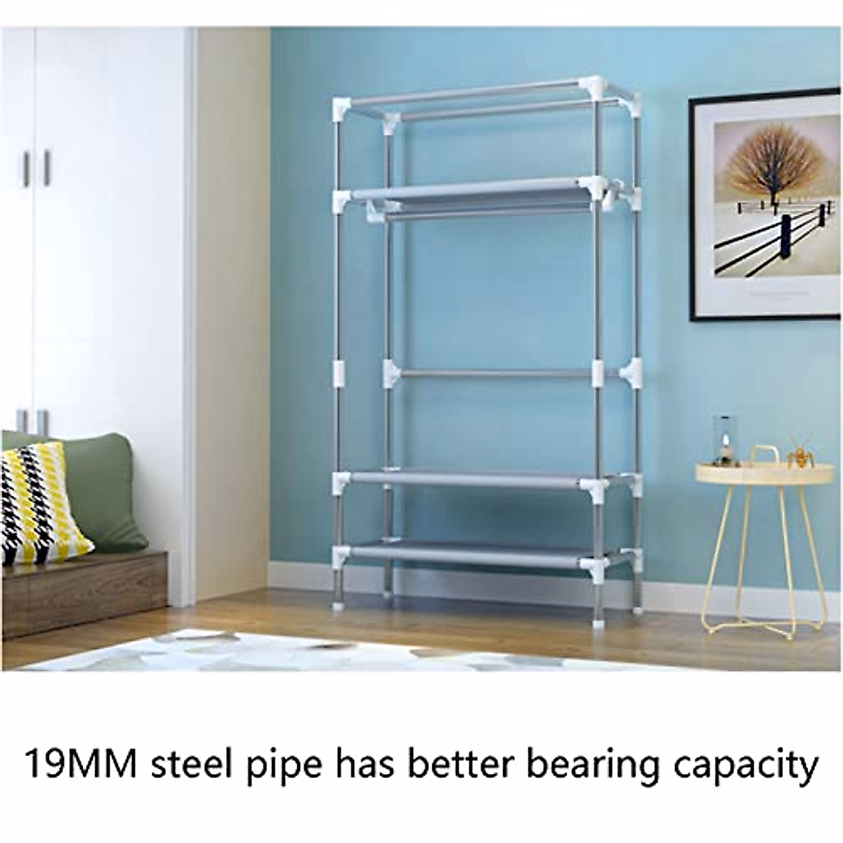 AWSAD Wardrobe Storage Large Canvas Wardrobe Clothes Storage with 3 Storage Boxes Good Bearing Capacity for Living Room, Bedroom Size: (170X90X45cm) (Size : 170X90X45cm A)