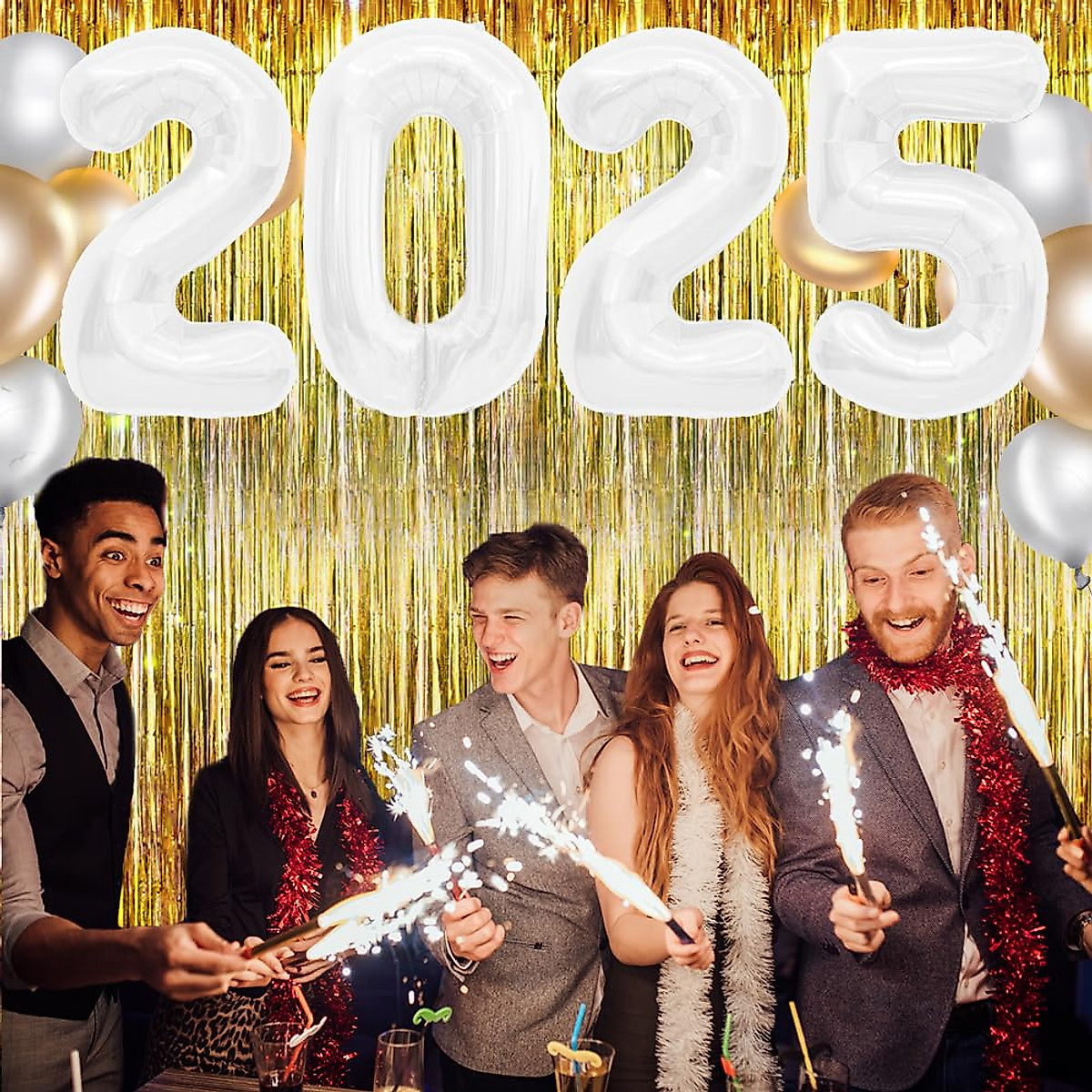 2025 Balloons White Number Balloons 2025 40 Inch 2025 Numbers for New Year Party Large 2025 Foil Mylar Balloon for 2025 New Year Eve Party Supplies Festival Birthday Anniversary Graduation Decorations