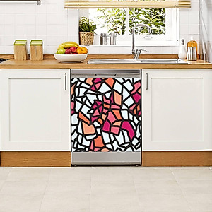Dishwasher Magnet Cover Abstract Modern Stained Glass Magnetic Refrigerator Stickers Decorative Appliance Cover Fridge Panels Metal Door Garage 23x26in