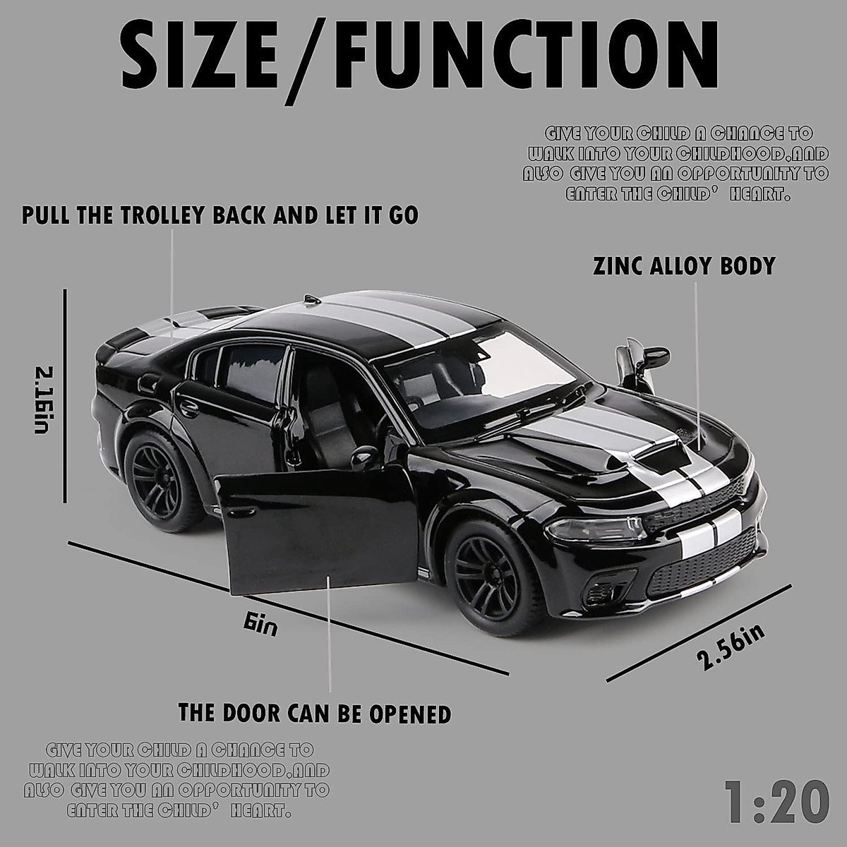 COOLPUR 1/36 Scale Doodg Hel1 Car Model Off-Road Diecast Toy Vehicle Zinc Alloy Metal Pull Back Powered Vehicles Mode for Kids,Adult,Boyfriend Gift(Black)