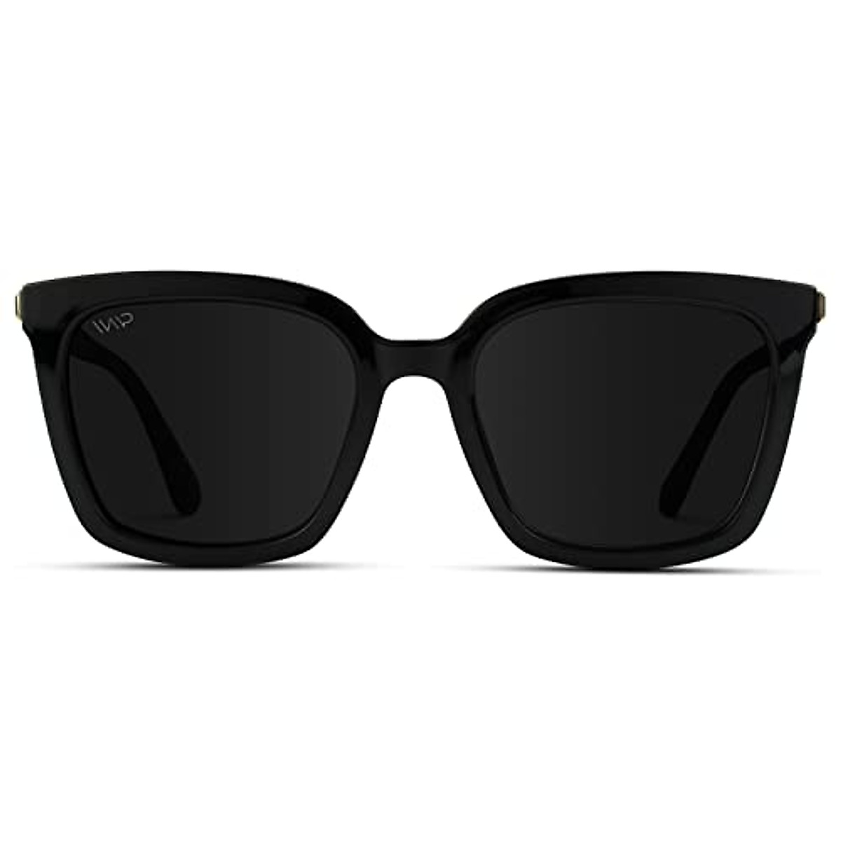 WearMe Pro WMP Eyewear - Square Oversized Metal Frame Fashion Style Women Polarized Sunglasses (Black/Black Lens)