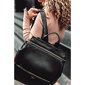 ZEPOL NEW YORK Leather Diaper Bag Backpack with Changing Pad, Stroller Straps (Leia Bag)