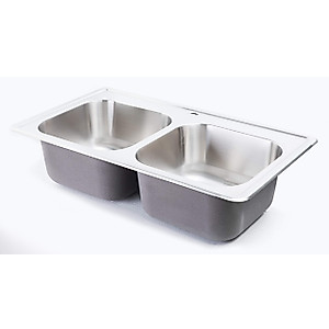 ZUHNE 33x19 Kitchen Sink Drop In for Mobile Homes, Stainless Steel Deep Double Bowl
