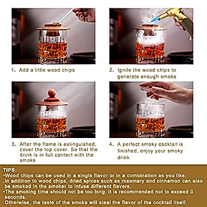 Cocktail Smoker Kit with Torch, Old Fashioned Cocktail Kit with 6 Flavors Wood Chips, Whiskey Smoker Infuser Kit, Bourbon Whiskey Gifts, Valentines Day Gifts for Him (No Butane)