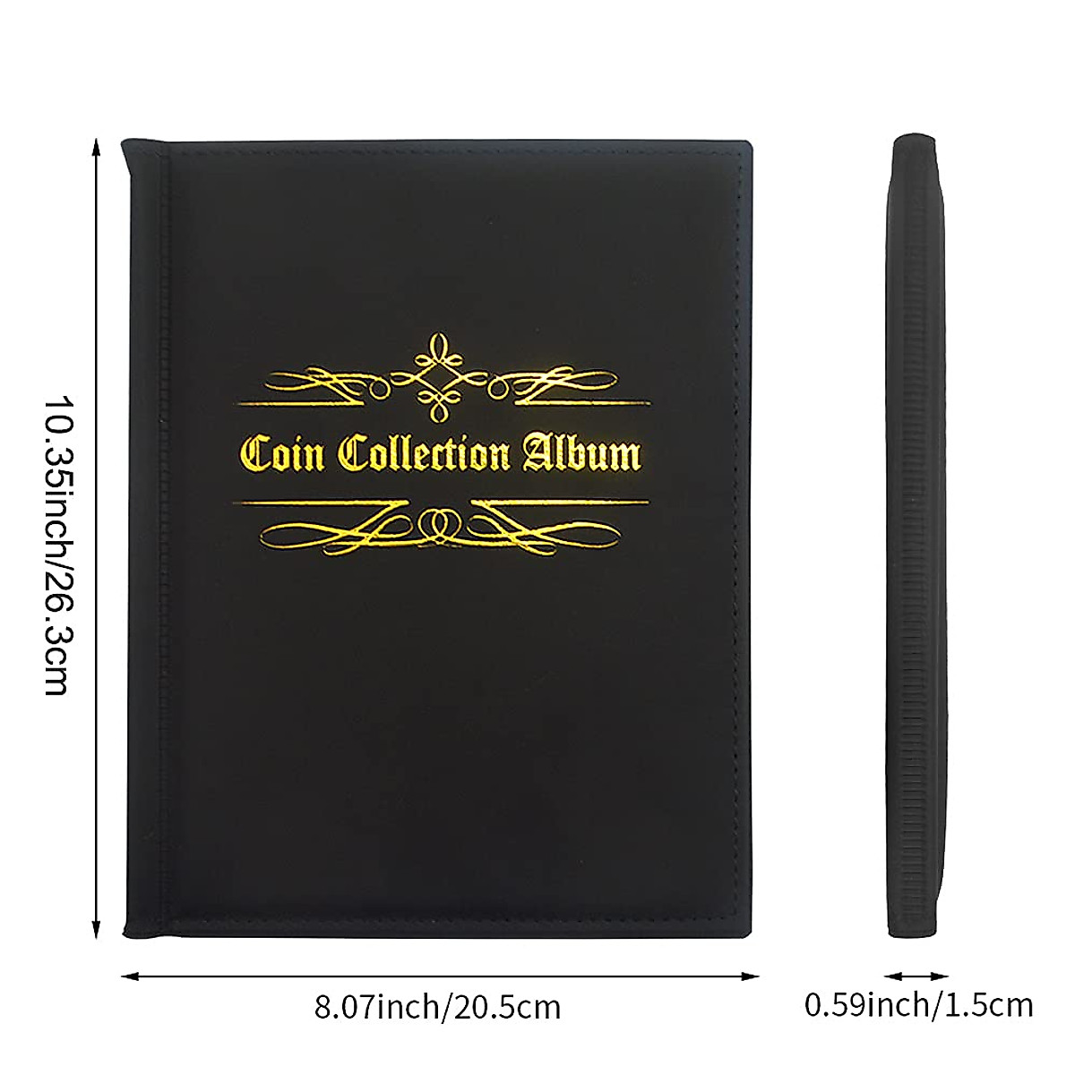 200 Pockets Coin Album Coin Collecting Holder Album Collecting Book for Coin Penny Stamp Stickers Currency Badges and Other Collection Storage Supplies (Black)