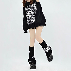 Y2k Leg Warmers for Women Two Side Wear Leg Warmers Girls Kawaii Knitted Leg Warmer Gothic Harajuku Cute Leg Warmer