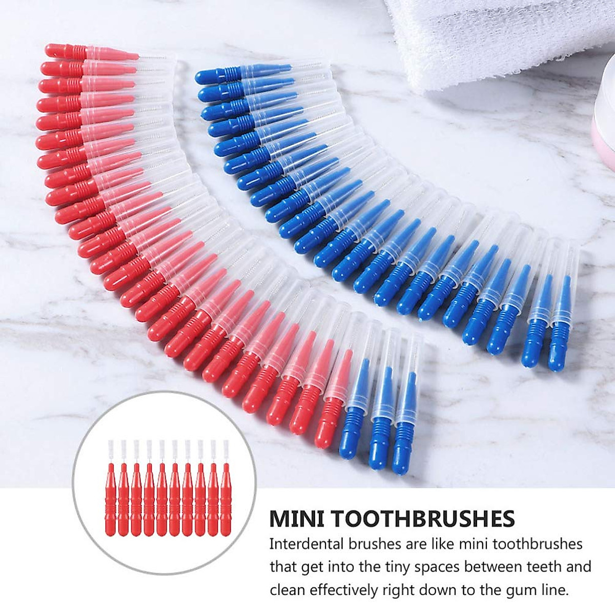 Healifty 50pcs Interdental Brushes Dental Floss Picks Toothbrush 3mm Oral Cleaner Personal Health Care Supplies for Kids Adults Red