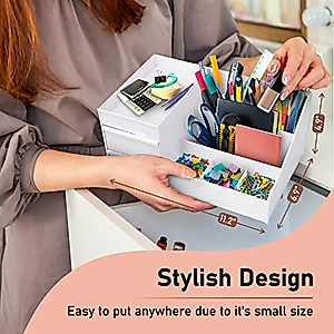 Peachic White Makeup Organizer With Drawers – Countertop Organizer for Cosmetics – Vanity Storage for Skincare, Lashes, Brushes, Nail Polish, Lotions, Lipstick, Makeup