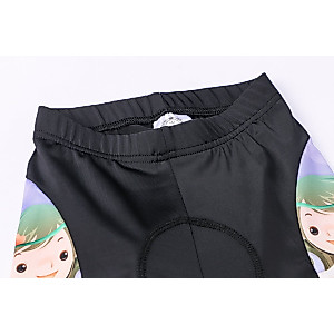 Children Cycling Bike Shorts Kid Cartoon Bicycle Riding Half Pants 3D Gel Padded Cycle Wear Tights for Girl Blue Fairy Size M