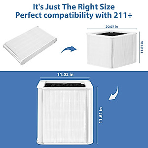 ADDUBEAU 2 Pack 211+ Replacement Filter Compatible with Blueair 211 Air Purifier, Foldable Particle and Activated Carbon Blue Pure Air Purifier Filter Replacement