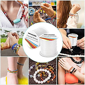 Bracelet String, Paxcoo 2 Rolls Elastic Stretchy Bead String Cord for Clay Beads Kandi Pony Beads Bracelets Jewelry Making (0.8MM, Crystal)