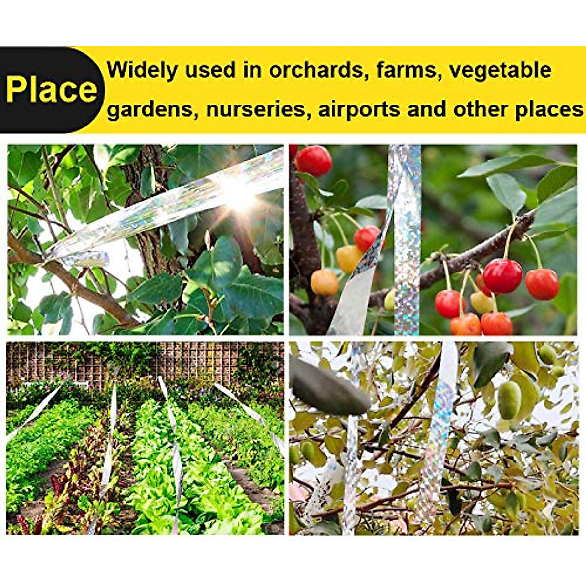 SUJAYU Bird Scare Tape, 1''x260FT Double Sided Repellent Deterrent Reflective Tape for Scaring Birds Away (Silver-1)