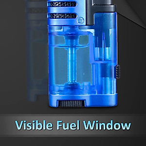 Zoocura Torch Lighter 2 Pack Triple Jet Flame Butane Torch Lighters Refillable Butane Gas Lighter Windproof Adjustable 3 Flame Lighter for Christmas (without Gas)