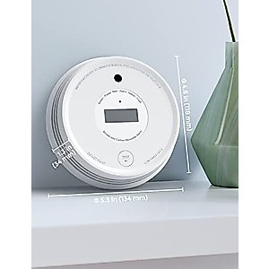 Smoke Carbon Monoxide Detector, AEGISLINK Interlinked Combination Smoke CO Alarm, Battery Powered, Wireless Interconnected, Digital Display, SC-RF220, 6-Pack