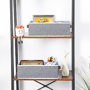 OUTBROS Storage Bins,Foldable Storage Baskets for Organizing,Fabric Storage Boxes With Handles,For bedrooms, living rooms, Shelves,Grey,15x6.1x5.1in,3-Pack