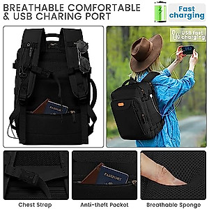 Large Travel Backpack, TSA Flight Approved Carry On Backpack for Men & Women, Large Daypack Hiking Backpack with USB Charging Port, Lightweight Daypack Business College Weekender Overnight Bag