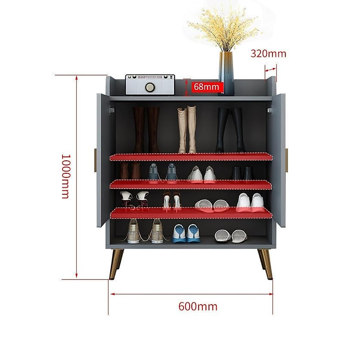 Shoe Organizer Cabinet,Shoe Holder,Shoe Rack for Front Door Entrance,Shoe Rack Shelf,Shoe Cabinet,for Living Room Entrance Hallway (60A)