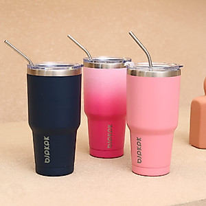 BJPKPK 30 oz Stainless Steel Tumbler with Lid and Straw Insulated Travel Coffee Mug Reusable Metal Thermal Cup,Black