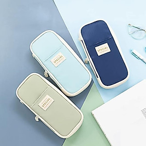 Arnuixty Colorful Large Storage Pencil Pen Case Bag with Zipper Big Capacity Pouch Organizer for Office College School Travel Holder Box (Light Green)