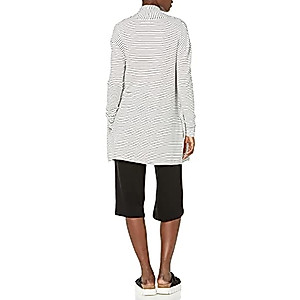 Daily Ritual Women's Supersoft Terry Relaxed-Fit Open Sweatshirt, White/Black, Stripe, Large