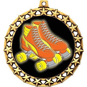 Roller Skating Medal, 2 1/2" Galaxy Star Roller Skates Medals, Great Skating Awards 1 Pack Prime