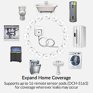 D-Link Wi-Fi Water Leak Sensor and Alarm Starter Kit, Whole Home System with App Notification, AC Powered, No Hub Required (DCH-S1621KT)