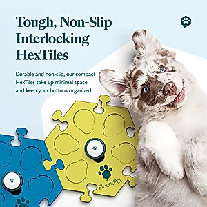 FluentPet Sound Button Tester Kit - Dog Buttons for Communication - Compact Talking Buttons for Dogs and Cats - Dog Talking Button Set with 2 Recordable Buttons and 2 Compact HexTile Soundboard Mats