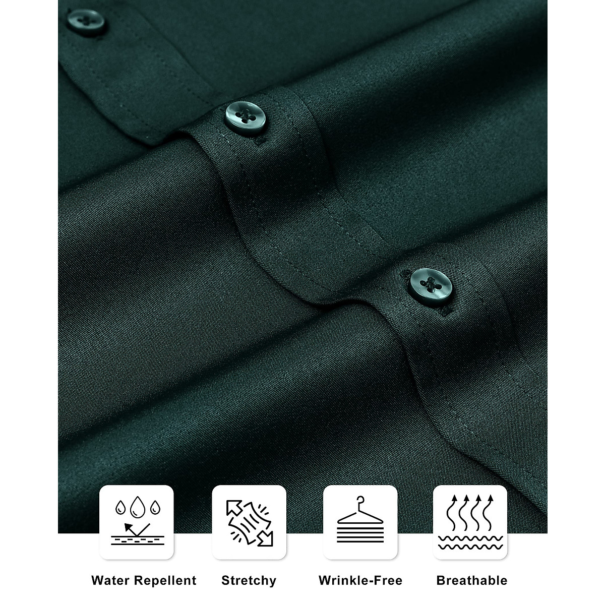 Alimens & Gentle Slim Fit Mens Dress Shirts Long Sleeve Dress Shirts for Men Stain Sheild Button Down Shirt Men Big Dark Green