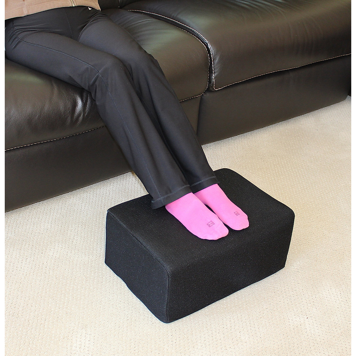 InteVision Extra Large 2-in-1 Footrest for Added Height - Premium Foam Cushion Works Great for Under Desk or bar - Will not Slide on Any Surface (17.5" X 12" x 8")