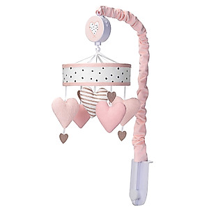 Lambs & Ivy Signature Heart to Heart Pink/White Musical Baby Crib Mobile