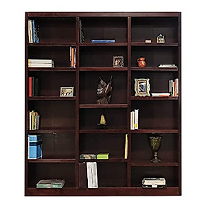 Traditional 84" Tall 18-Shelf Triple Wide Wood Bookcase in Cherry