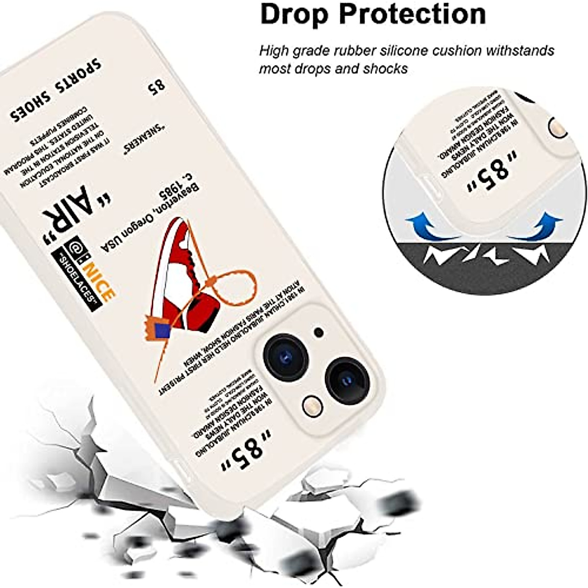 HEUHFUWA Cool Sports Shoes Pattern Phone Case Designed for iPhone 13 Mini Case, Fit On and Off 85 Case Soft TPU Bumper Cover Compatible with iPhone 13 Mini Case 5.4 inch White