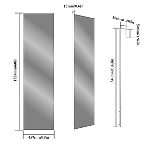 ANYHI Full Length Mirror, 60" x 18" Large Full Body Mirror, Wall Mirror Full Length, Door Mirror Full Length, Gym Mirror for Wall, Standing Floor Mirror, Long Mirror for Living Room Bedroom (White)
